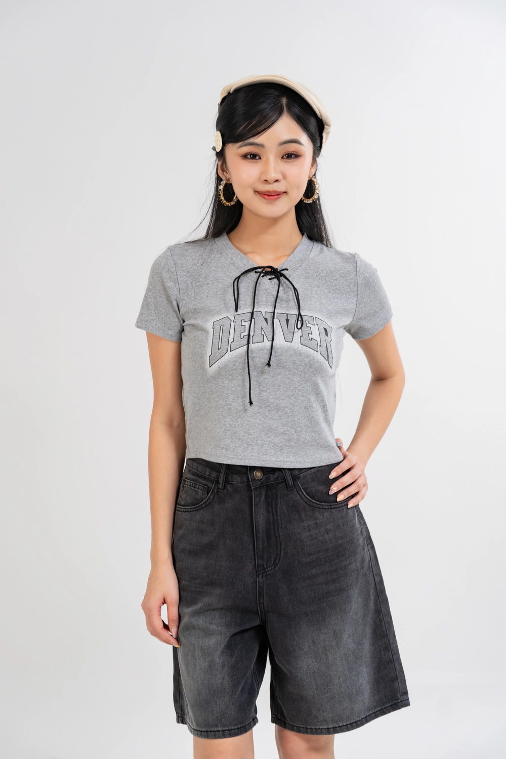 Lace Up Short Sleeves Top - DEES