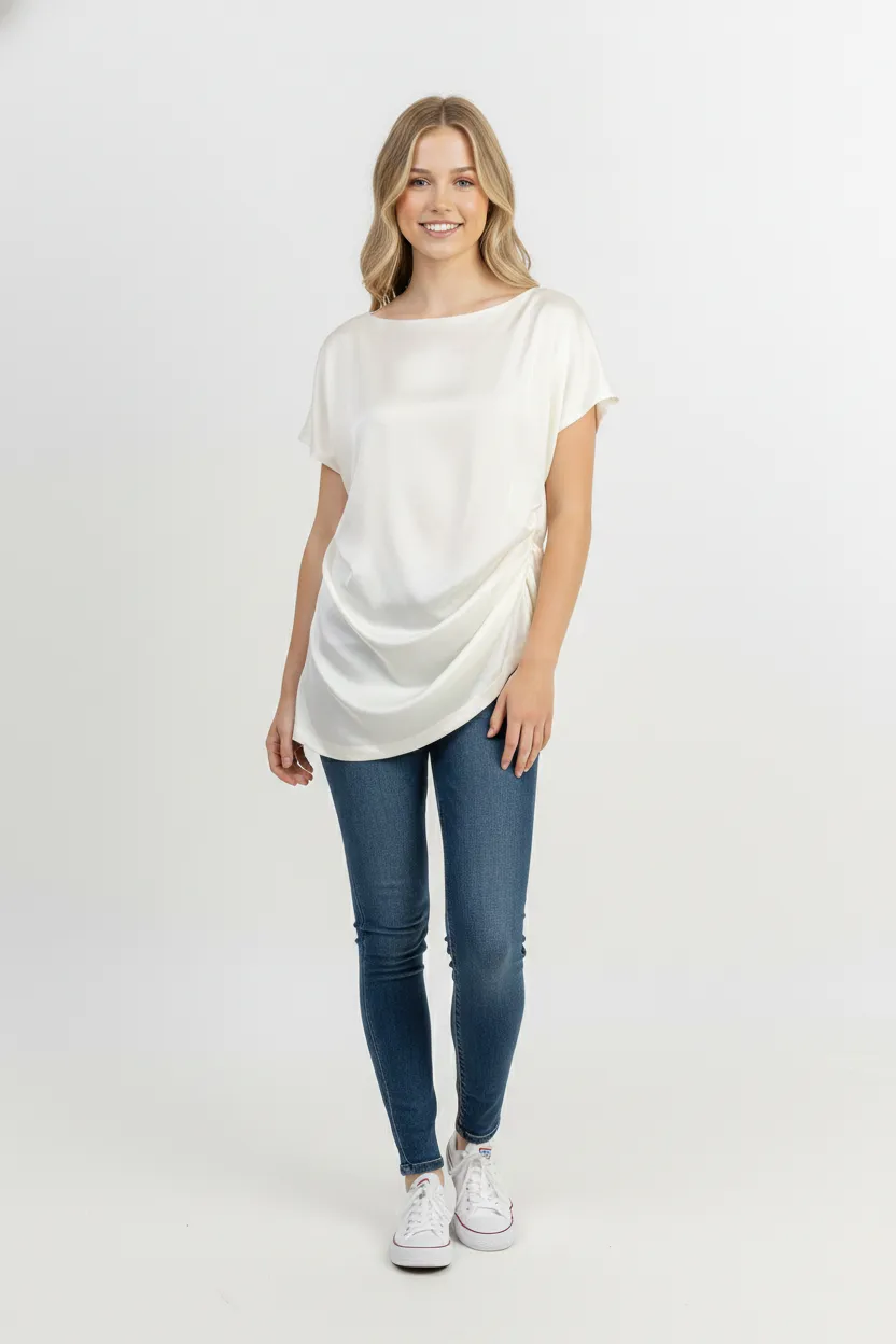 Draped Ruched Silk Top - DEES