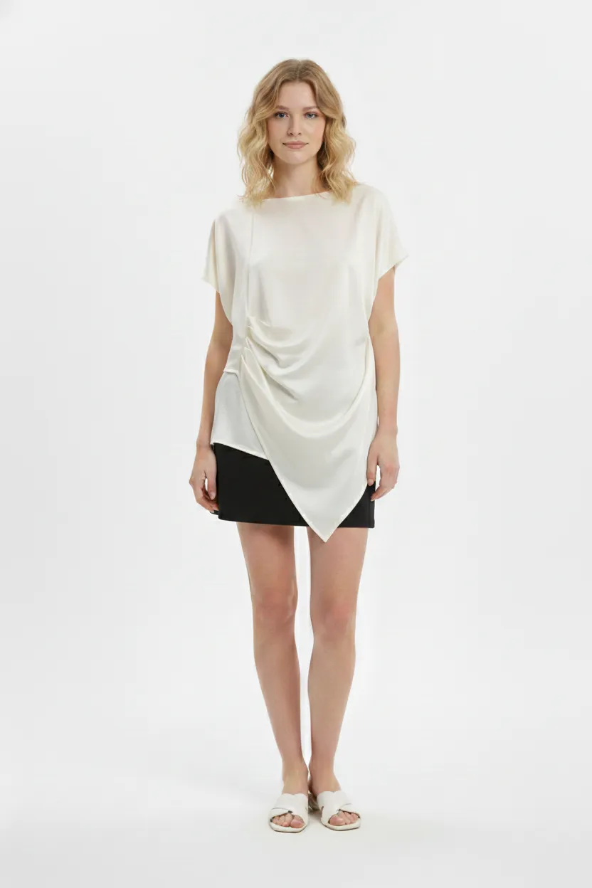 Asymmetric Ruched Drape Top - DEES