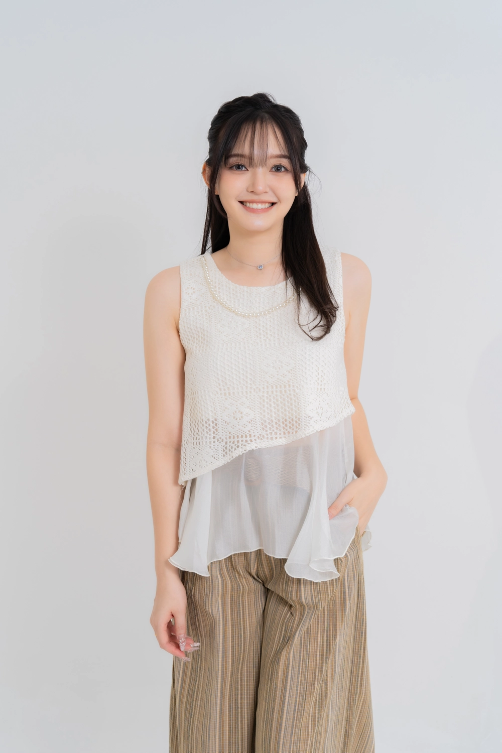 Lace Layered Chiffon Top - DEES