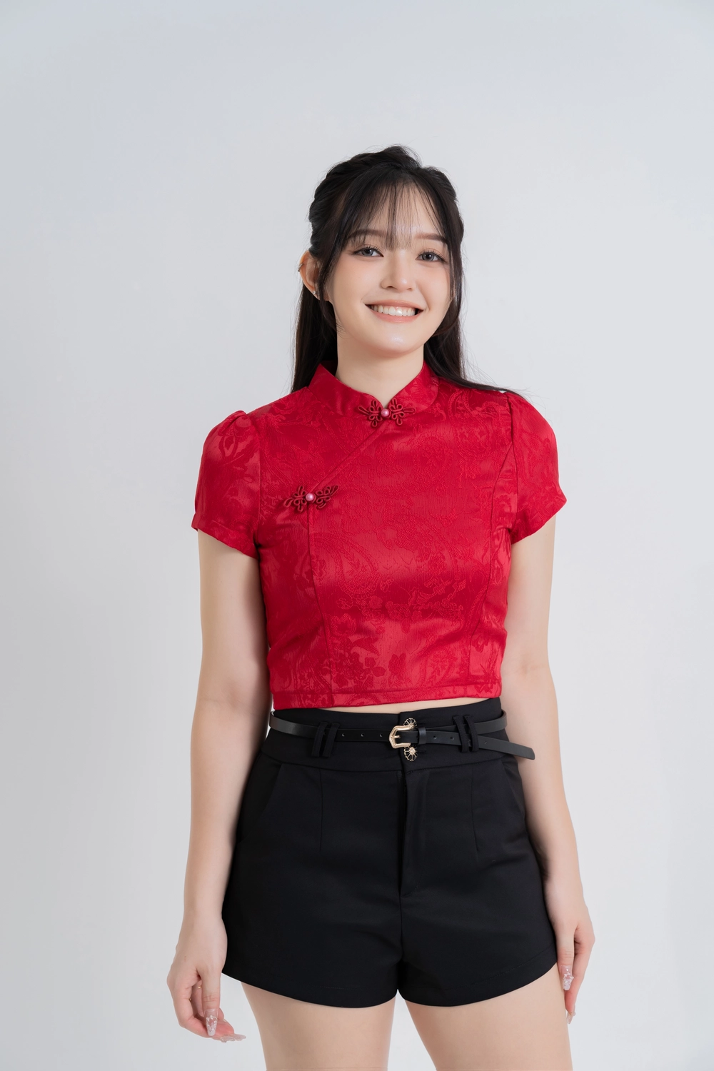 Jacquard Mandarin Crop Top - DEES