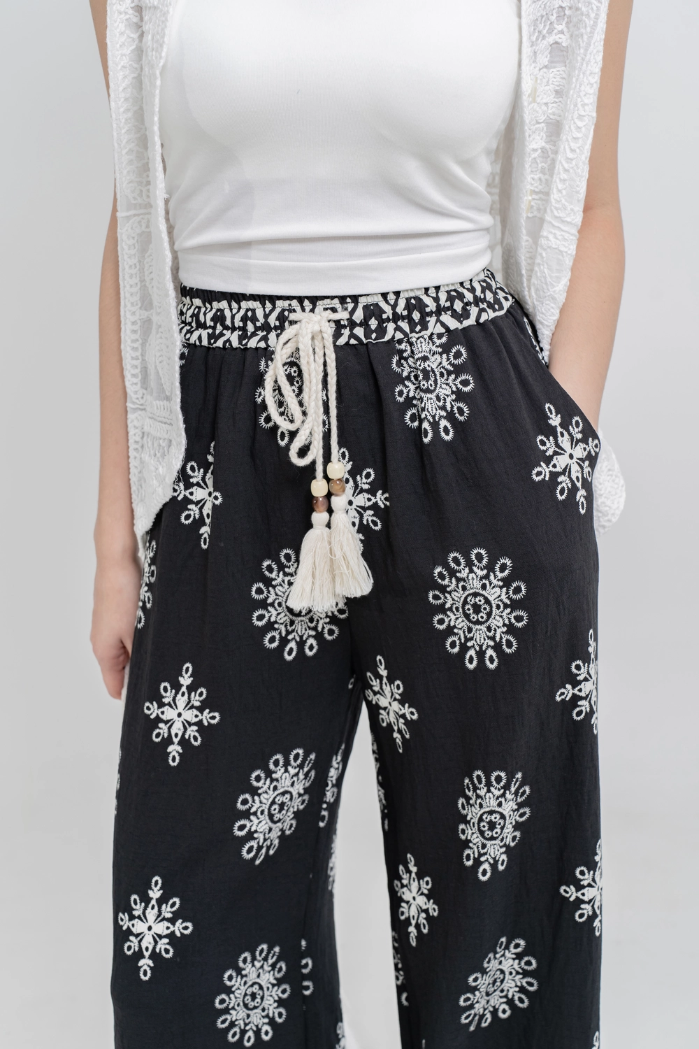 Boho Tassel Wide Leg Pants - DEES