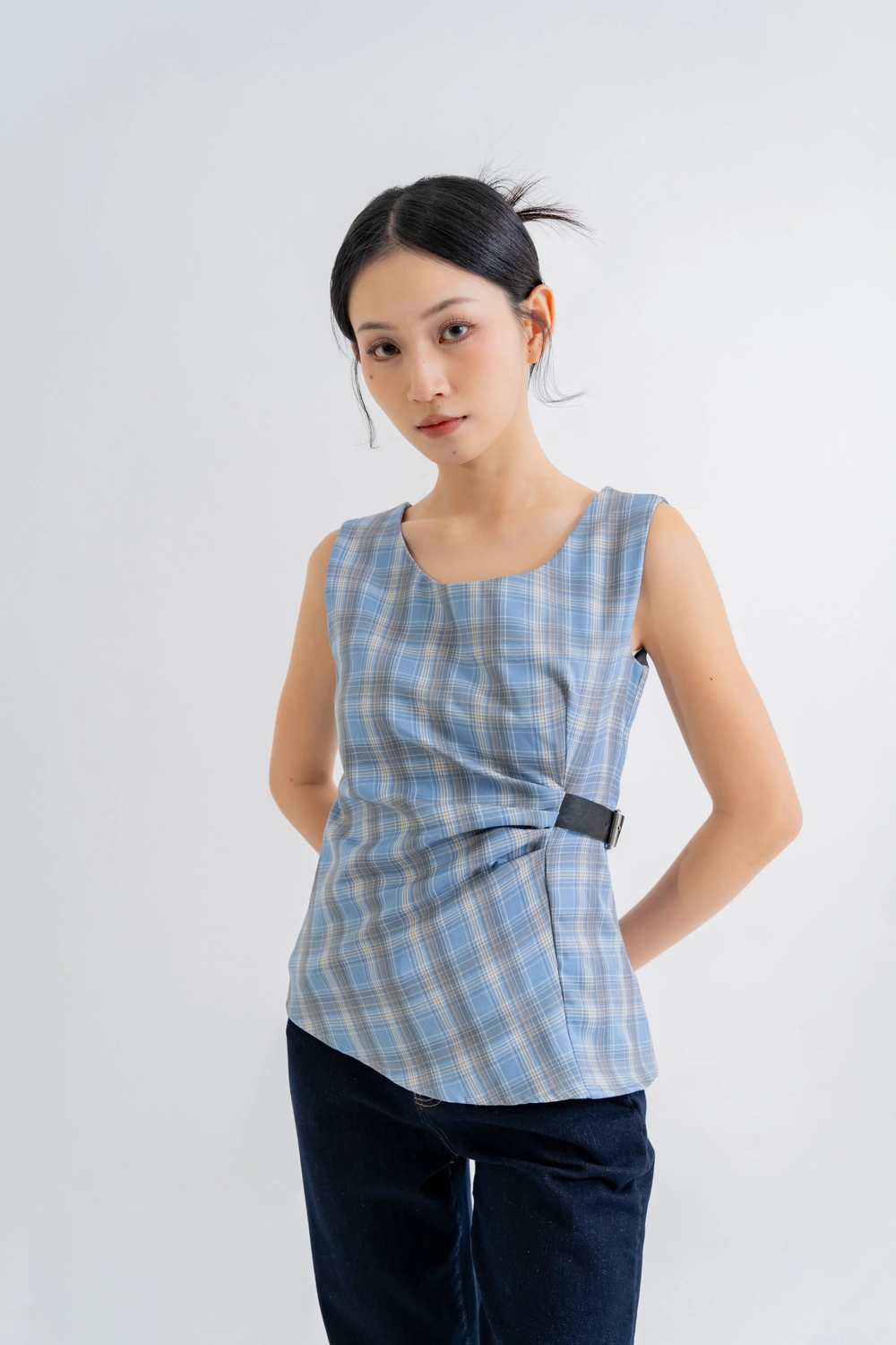 Plaid Side Buckle Top - DEES